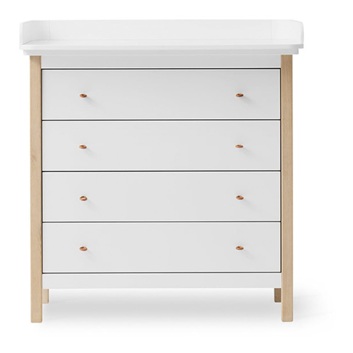 Cómoda Wood 4 Gavetas Branco e Carvalho com Trocador- Oliver Furniture ...